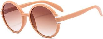 Generic Lunettes de soleil vintage à monture ronde teintée Lunettes de soleil résistantes aux UV, C5 Thé beige rose, Taille unique