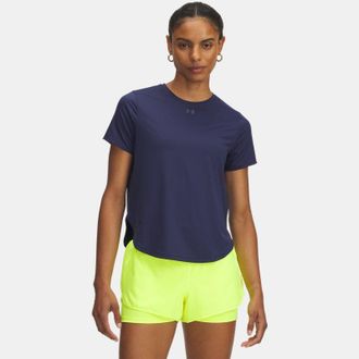 Under Armour Studio Spirit Kurzarm-Oberteil f&uuml;r Damen Washed Blaue Marine / Reflektierend XL