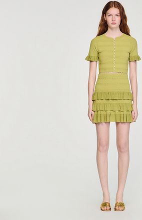 Sandro Cardigan court &agrave; manches volant&eacute;es