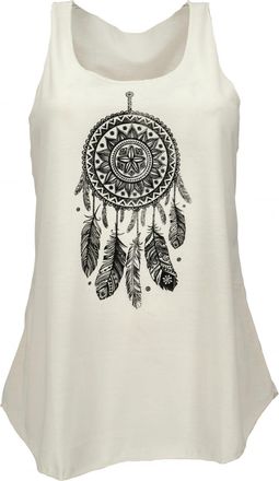Guru Shop Retro Art Tanktop mit Ethnodruck - Traumfänger/Creme, Damen, Synthetisch
