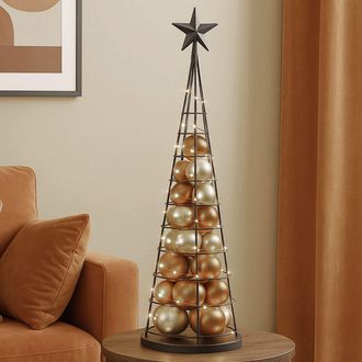 Mendler Deko-Baum HWC-O91, Weihnachtsbaum Schmuckbaum Weihnachtsdeko Christbaum zum Beschm&uuml;cken, Metall 90cm - schwarz