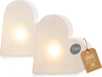 8 Seasons design LED Herzen Mini-Leuchten Set Shining Heart Micro XS Duo - Dekolampen 7,5 cm - kabellos mit Akku, USB-C aufladbar - Tischdeko, romantische Deko,