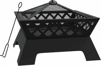 vidaXL Feuerschale mit Sch&uuml;rhaken 50 cm XXL Stahl vidaXL