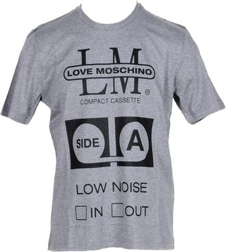 Love Moschino Homme, Tops, Gris, Taille: M Compact Cassette Graphic Tee