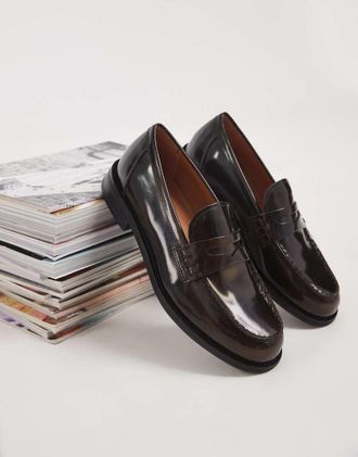 Vagabond Shoemakers Linn mocassins penny en cuir brun brillant-Marron