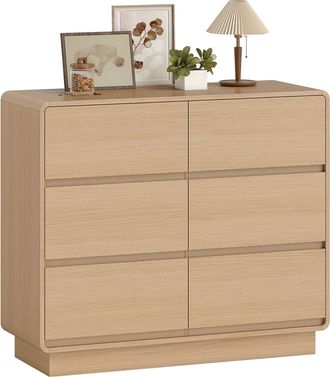 HOMCOM Sideboard, Kommode mit 6 Schubladen, 100 cm Aufbewahrungsschrank mit abgerundeten Kanten, Modern Beistellschrank K&uuml;chenschrank f&uuml;r Wohnzimmer, K&uuml;che, 