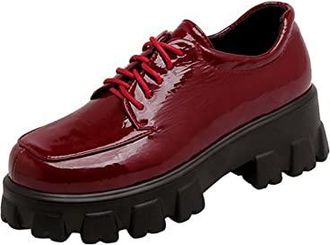 Generic Mocassins pour femme - Coupe large - Style d&eacute;contract&eacute; - Classique - Confortable - Semelle &eacute;paisse - Cuir synth&eacute;tique brillant - Talon bas - Antid&eacute;rap