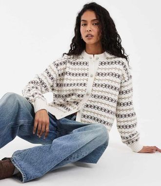 Levi's charlotte gestreifte Strickjacke in Wei&szlig;