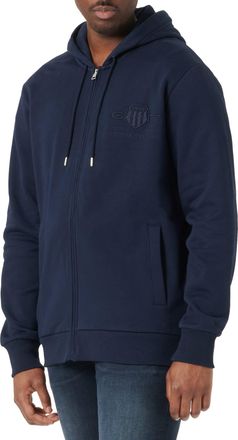 GANT Gant Herren REG Tonal Shield Full Zip Hoodie Kapuzenpullover, Evening Blue, XL