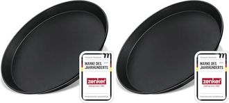 Zenker Black Metallic Backblech rund - Premium Qualit&auml;t f&uuml;r perfekte Backergebnisse, 300 x 300 x 30 mm, hitzebest&auml;ndig bis 230&deg;C (Packung mit 2)