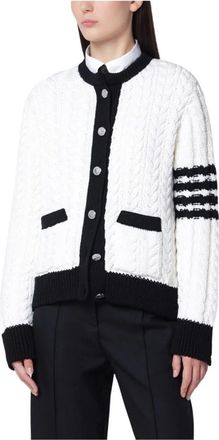 Thom Browne Aran Cable Crew Neck Cardigan - - Knitwear - Damen - Wei&szlig; - XS