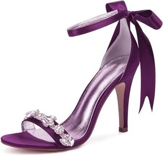Generic Chaussures De Mariage De Mariée Femme Été Stylet Talons Peep Toe Sandale Bureau Travail Soir Talons Hauts 10.5Cm,Violet,37 EU