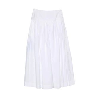 Lanvin Femme, Jupes, Blanc, Taille: 36 FR Jupe Midi Pliss&eacute;e en Coton