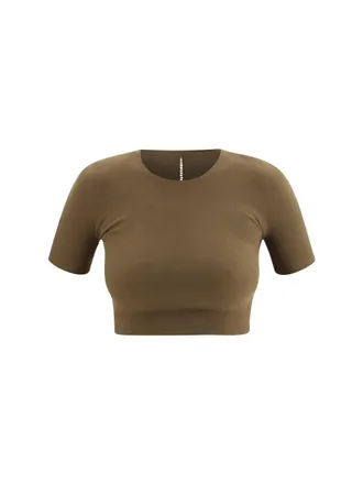 Wolford Womens T-Shirt Seamless Fitted Olive Dust Polyamide Top