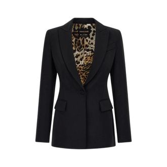 Roberto Cavalli Blazer ajust&eacute; avec doublure &agrave; imprim&eacute; animal - Femme - Vestes - Noir - Taille: 46 FR