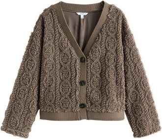 Next Cardigan Zopfstrickjacke mit Knöpfen aus Borg-Fleece (1-tlg)