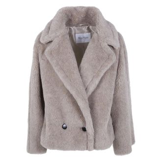 Max Mara Femme, Vestes, Beige, Taille: 36 FR Manteau Teddy en tissu alpaga et cachemire