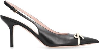 Valentino Garavani Womens Leather Slingback Pumps Black-Ivory Calf Black/ivory
