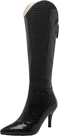 Smilice Femmes Sexy Over the Knee Bottes avec Talon Aiguille Fermeture éclair Latérale Bottes Longues avec Bout Pointu