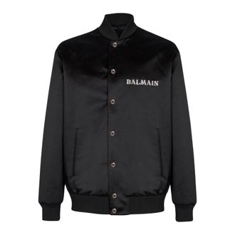 Balmain Bomberjacke aus besticktem Satin mit Galaxy-Motiv - - Jackets - Herren - Schwarzk - M