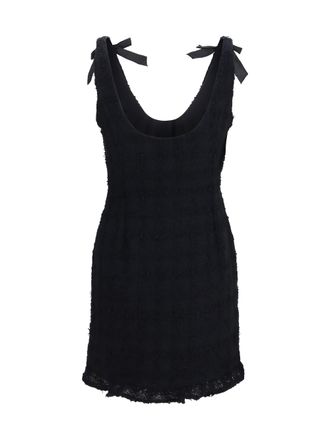 Alessandra Rich Checked Boucl&eacute; Tweed Dress - Black