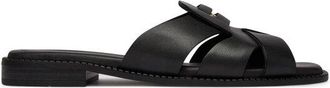 Tommy Hilfiger Pantoletten Leather Crest Square Toe Sandals FW0FW09126 Schwarz