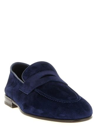 Brunello Cucinelli Mens Blue Calfskin Slip-On Loafers