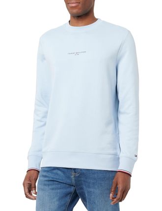 Tommy Hilfiger WCC TOMMY LOGO TIPPED CREWNECK Pullover Sweatshirt Herren, Blue (Breezy Blue), XL