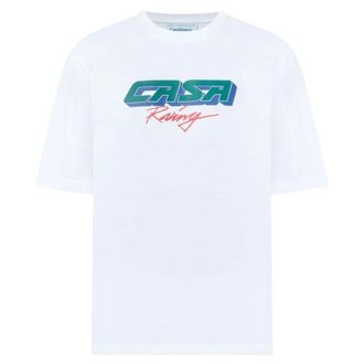 Casablanca 3d-bedrucktes Oversized-t-shirt Casa Racing Wei&szlig;es T-shirt