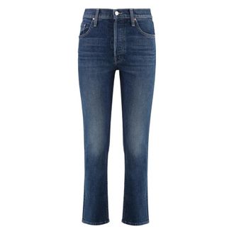 Mother Cropped Skinny Jeans mit Metall-Details - - Jeans - Damen - Blau - W30