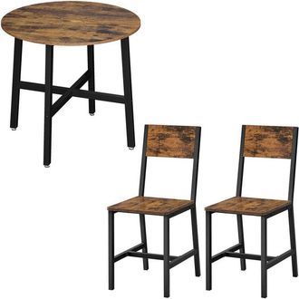 Vasagle Ensemble de Table &agrave; Manger avec 2 Chaises de Salle &agrave; Manger, Table de Cuisine Ronde 80 x 75 cm (&Oslash; x H), Chaises de Cuisine, Cadre en M&eacute;tal