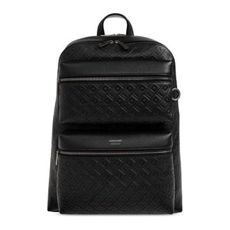 Ferragamo Homme, Sacs, Noir, Taille: ONE Size Sac &agrave; dos en cuir Gancini emboss&eacute;