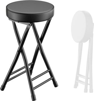 Generic 65 cm Klappbarer Barhocker, Tragbarer Klappstuhl mit Gepolstertem Sitz und Fußstütze, Hoher Metallhocker für Küche Haus Garten Bar