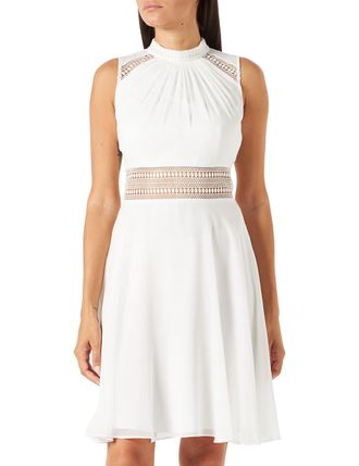 Vera Mont Damen Cocktailkleid mit Spitzeneinsatz 36, Ivory White