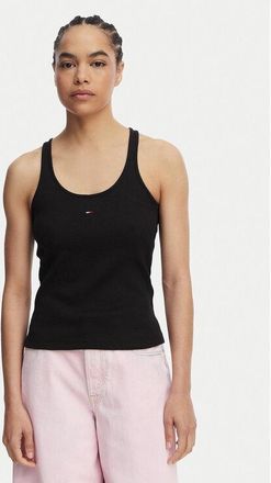 Tommy Jeans Top Racerback DW0DW22264 Schwarz Slim Fit