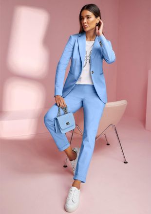 Heine Hosenanzug HEINE, Damen, Gr. 34, Normalgr&ouml;&szlig;en, blau (himmelblau), 97% Baumwolle, 3% Elasthan, Anz&uuml;ge Hosenanzug, Topseller