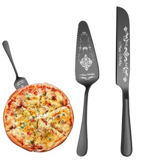 Generico Kuchenserver aus Edelstahl, Set für Hochzeitstorten, Kuchenschneider und Servierspatel, wunderschön graviert, elegant