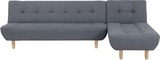 Beliani 4-Sitzer Ecksofa Dunkelgrau Stoffbezug Gesteppt L-Förmig mit Chaiselongue Linksseitig Schlaffunktion Modern Skandinavisch Wohnzimmer Schlafsofa