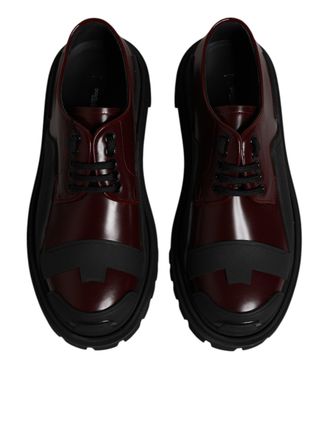Dolce & Gabbana Mens Red Leather Lace Up Trekking Dress Shoes Calf
