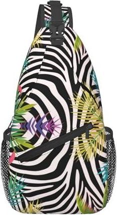 Generic Antivol Sacoche Homme Bandouliere Flamant Roses exotique, Hawa&iuml;, feuilles de palmier tropicales, art floral Sling Bag Durable Crossbody Bag pour Femme