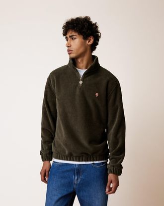 Faguo Sweat zipp&eacute; vert olive velours
