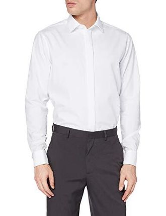 Seidensticker Chemise business Seidensticker pour homme - Coupe ajustée - Infroissable - Col Kent - Manches longues - Poignets à revers - 100 % coton