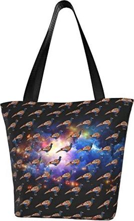 AOOEDM Faisan Art Pattren sac fourre-tout r&eacute;utilisable femmes sac &agrave; main d&eacute;contract&eacute; sacs &agrave; bandouli&egrave;re pour faire les courses &eacute;picerie voyage &agrave; lext&eacute;rieur