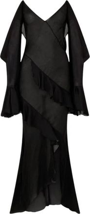 Roberto Cavalli Seiden-Chiffon-Slip-Dress - - Dresses - Damen - Schwarzk - M