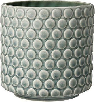 Bloomingville Pot de Fleur Dot - Pots de Fleurs décoratifs Couleur pour intérieur Style rétro créatif S (12,5 cm ø), Vert, Céramique