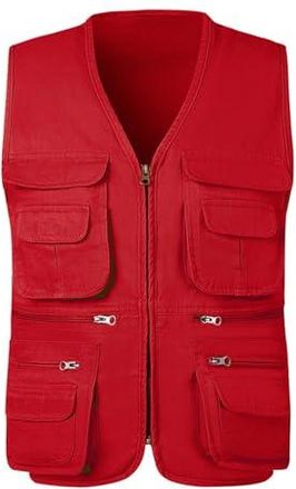 Generic Gilet dext&eacute;rieur d&eacute;contract&eacute; pour homme avec de nombreuses poches, gilet d&eacute;t&eacute; multifonction sans manches, en coton, convient pour la p&ecirc;che, le camping