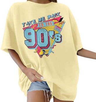 Generic Tee Shirt Oversize Femme Manches Courtes- Top Ete Imprim&eacute; 90S De Lettres D&eacute;contract&eacute; Ample Comfortable Haut Classiques Tendance Streetwear Simple De T