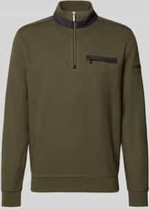 Bugatti Sweatshirt mit Stehkragen und Rei&szlig;verschluss