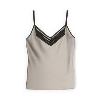 Motivi Top aus Satin mit T&uuml;llbesatz - - Tops - Damen - Grau - XS