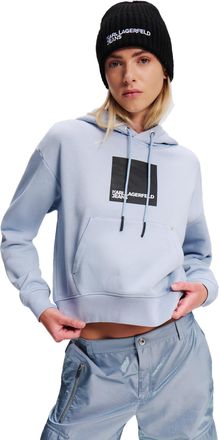 Karl Lagerfeld Damen, Box Logo Hoodie, Normale Passform, Blau, XS